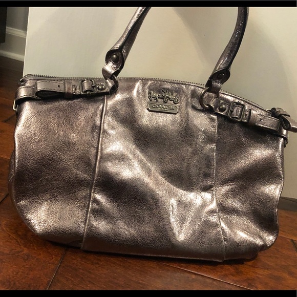 Coach | Bags | Silver Leather Authentic Coach Handbag | Poshmark